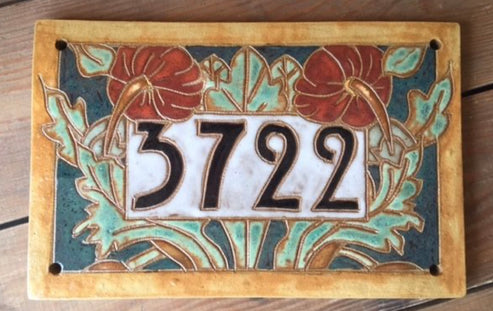 One of a Kind Address Tile - Hibiscus House Number Sign - Custom Sign ...